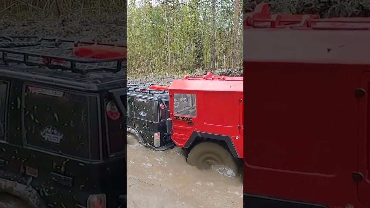 RC MAN KAT 6x6 & Land Cruiser 76 CRUSH The Puddles! 💦 #Shorts